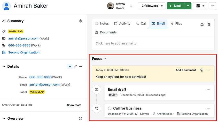 Vista de detalles del contacto - Knowledge Base | Pipedrive